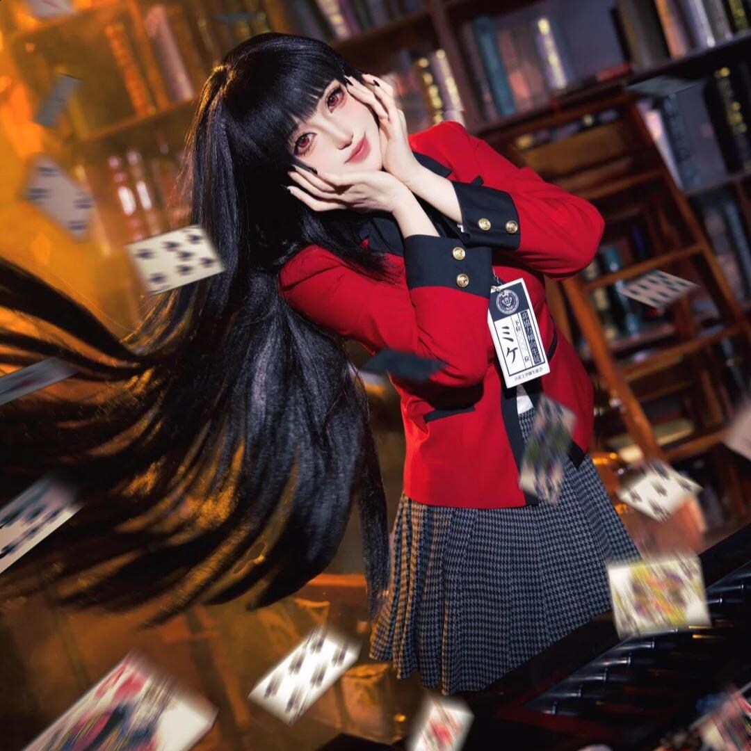 Yumeko Jabami Cosplay, Yumeko Uniform Outfit, Red School Uniform ...