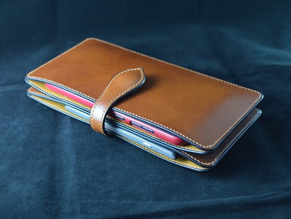 Leather case for two phones double case two phones case two | Etsy