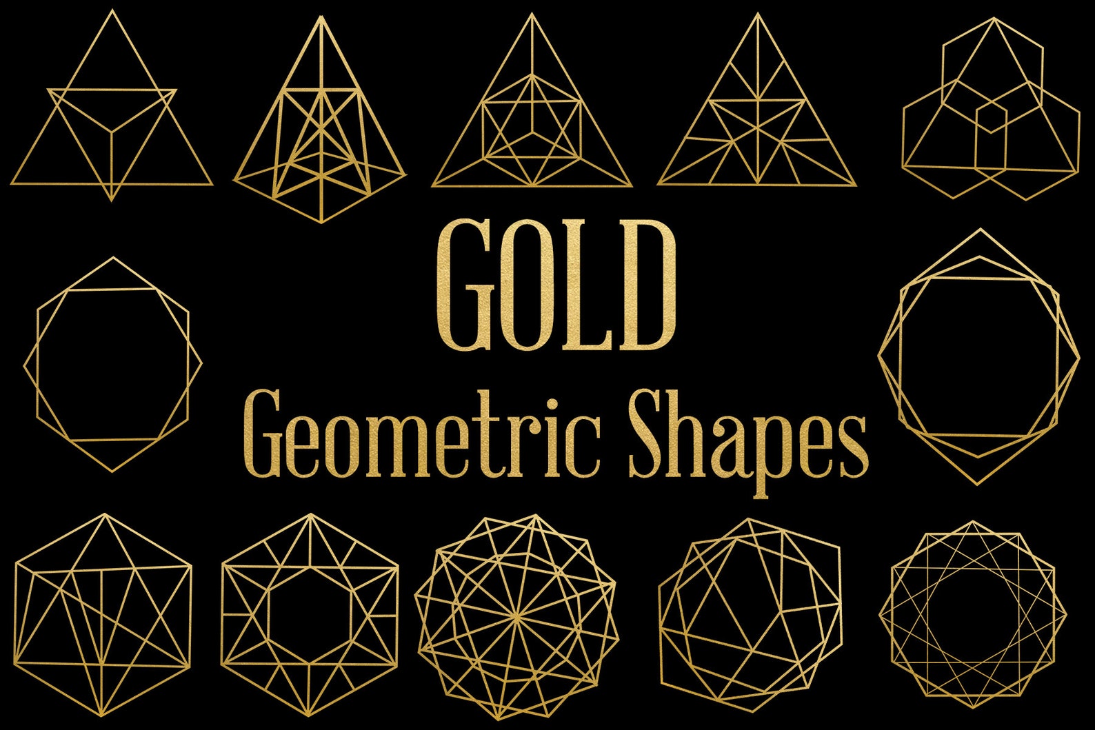 Gold Geometric Shapes Gold Decorative Shapes Astronomy - Etsy