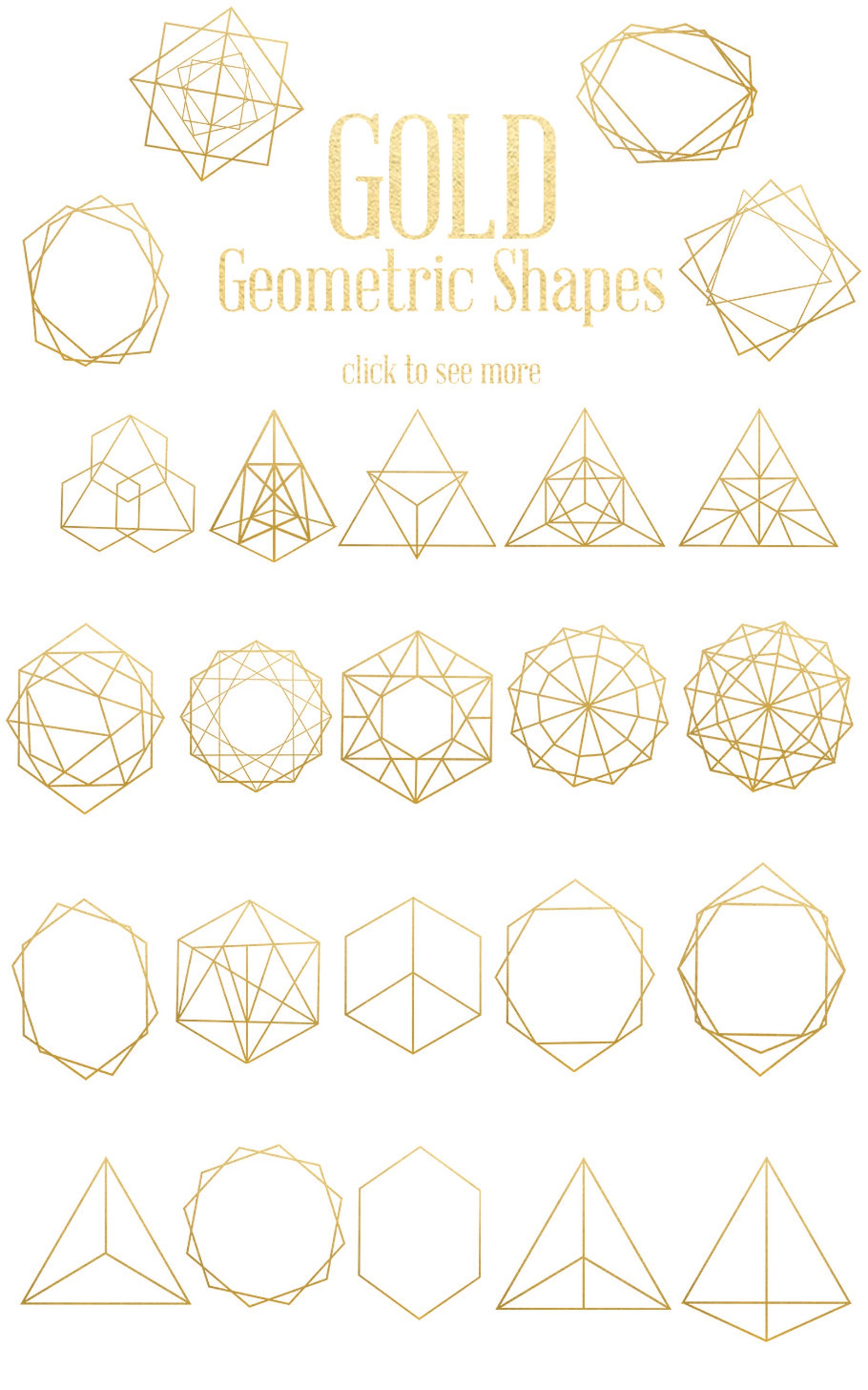 Gold Geometric Shapes Gold Decorative Shapes Astronomy - Etsy