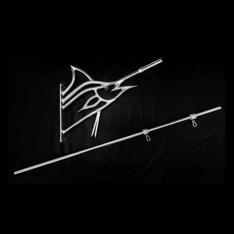 Blue Marlin Flag Pole Holder - Aluminum Art - Etsy