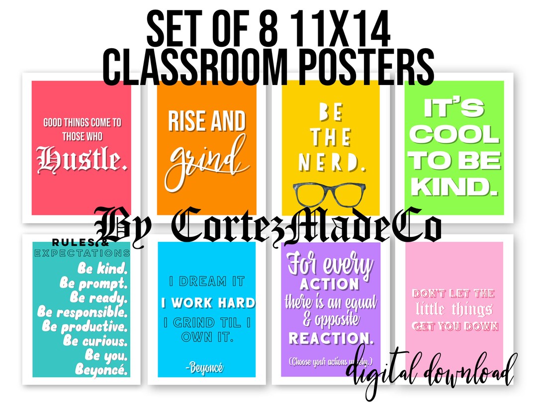 Middle High School Classroom Posters | Digital Download | Rules ...