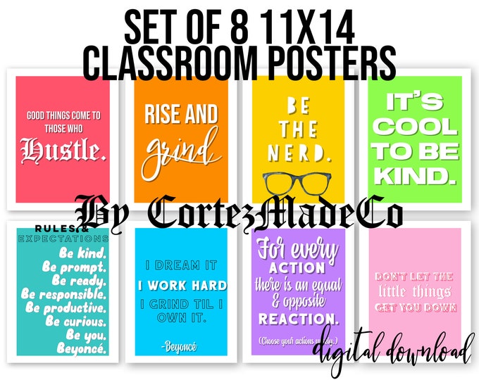 Middle High School Classroom Posters | Digital Download | Rules ...