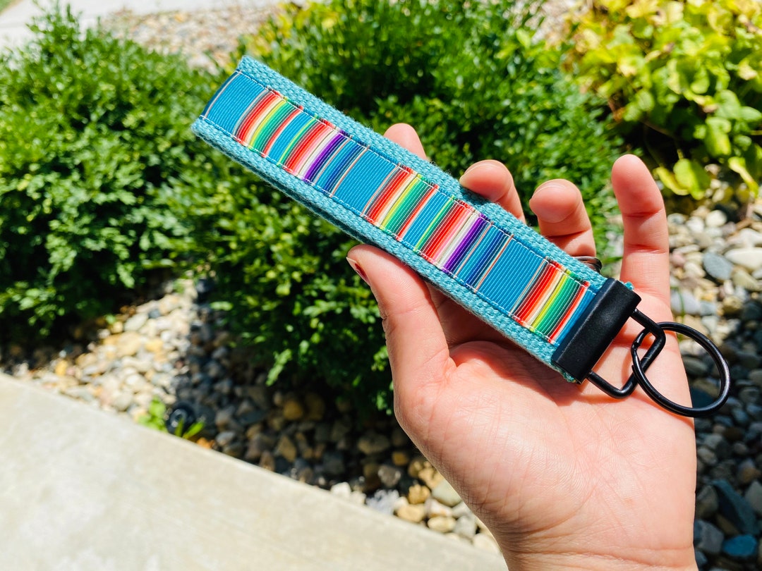 TEAL SERAPE Mexican Key Fob Wristlet Key Chain Keys - Etsy