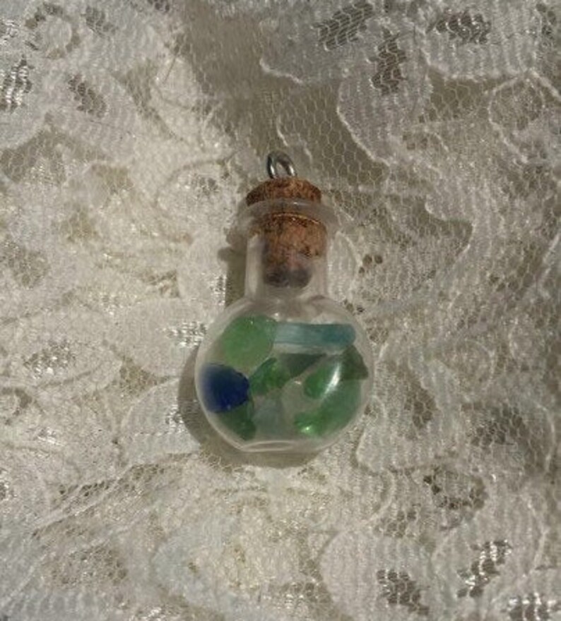 Glass Vile Filled With Maine Sea Glass Necklace | Etsy