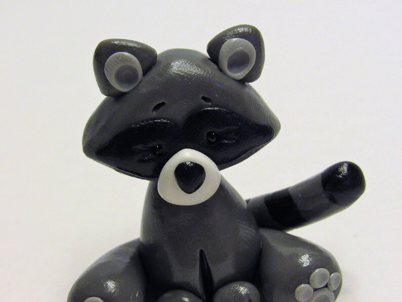 Cute Polymer Clay Raccoon Figure Woodland Creature Animal Forest ...