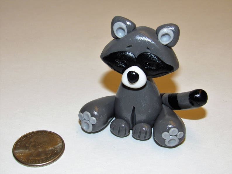 Cute Polymer Clay Raccoon Figure Woodland Creature Animal Forest ...