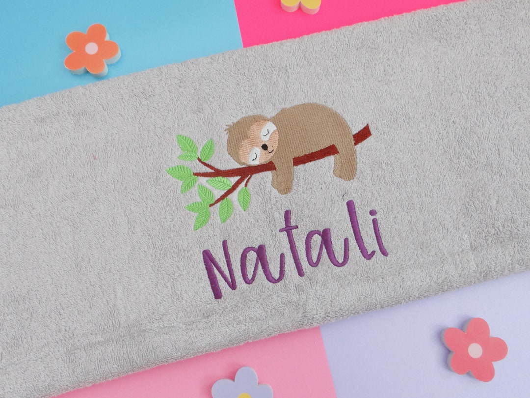 Personalised Towel Towel With Sloth Personalised Sloth Towel Sloth Gift ...