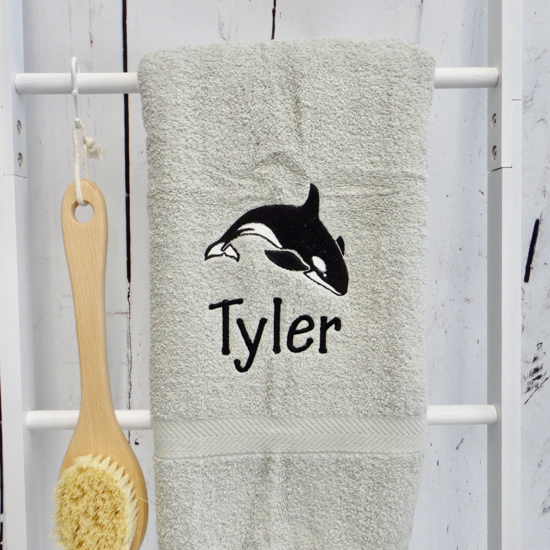 Personalised Towel - Orca Towel - Embroidered Towels - Whale Design ...