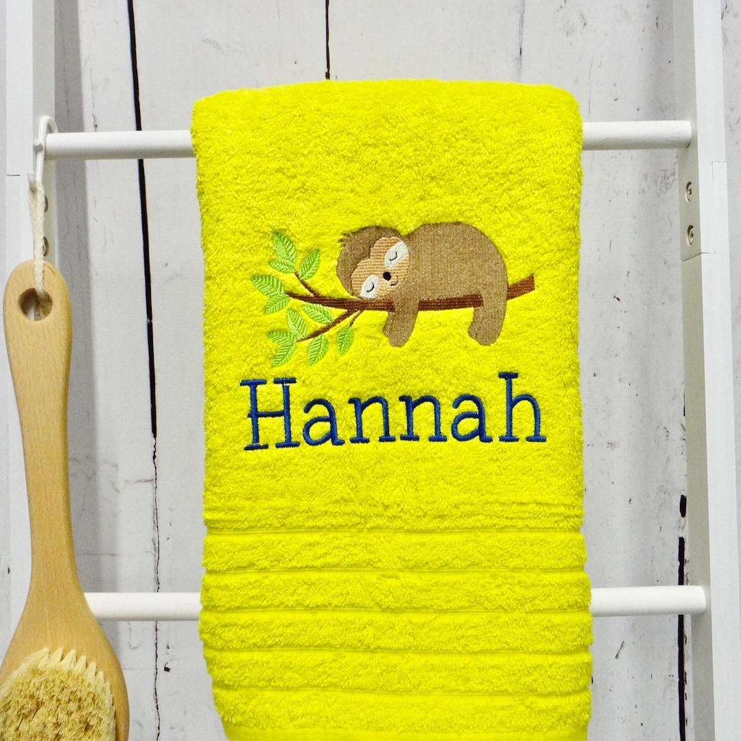Personalised Towel - Towel With Sloth - Personalised Sloth Towel ...