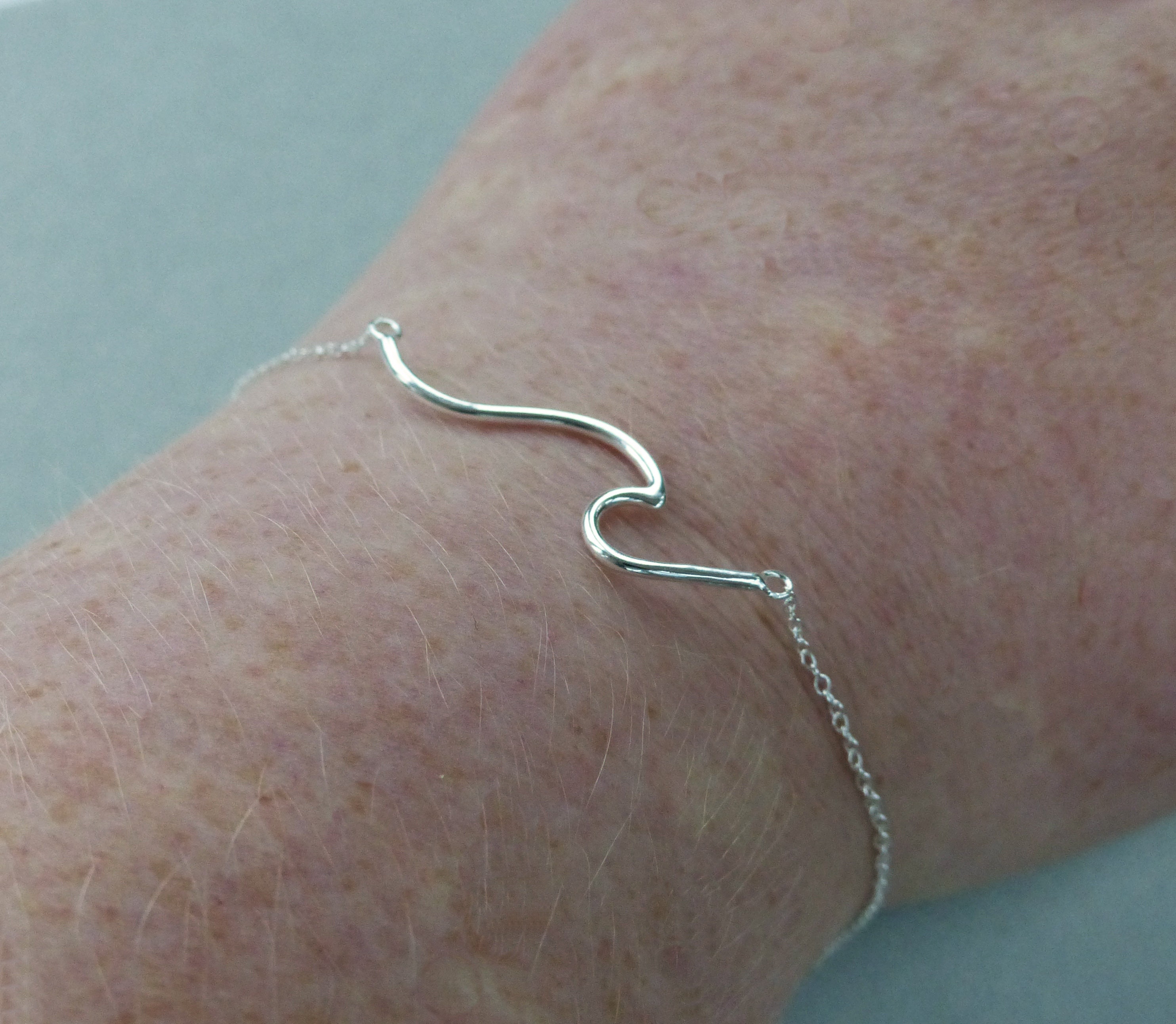 Ocean Wave Bracelet in Sterling Silver - Extender Chain - Mermaid ...