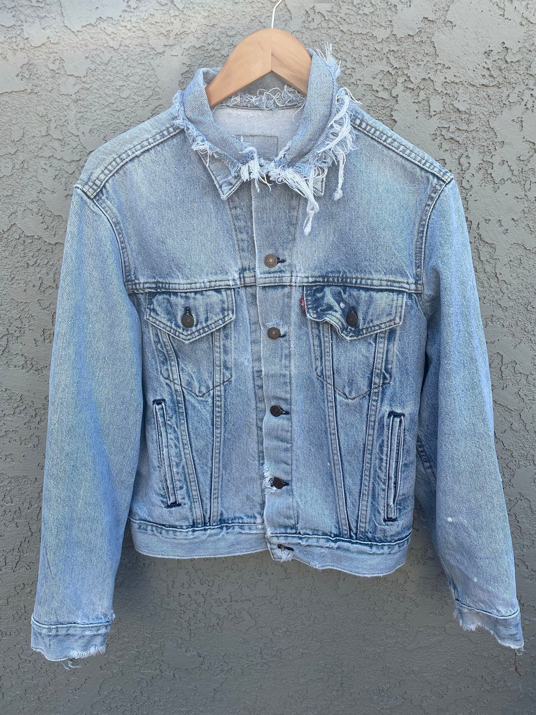 Thrashed Levis Denim Jacket Red Tag Made in USA - Etsy