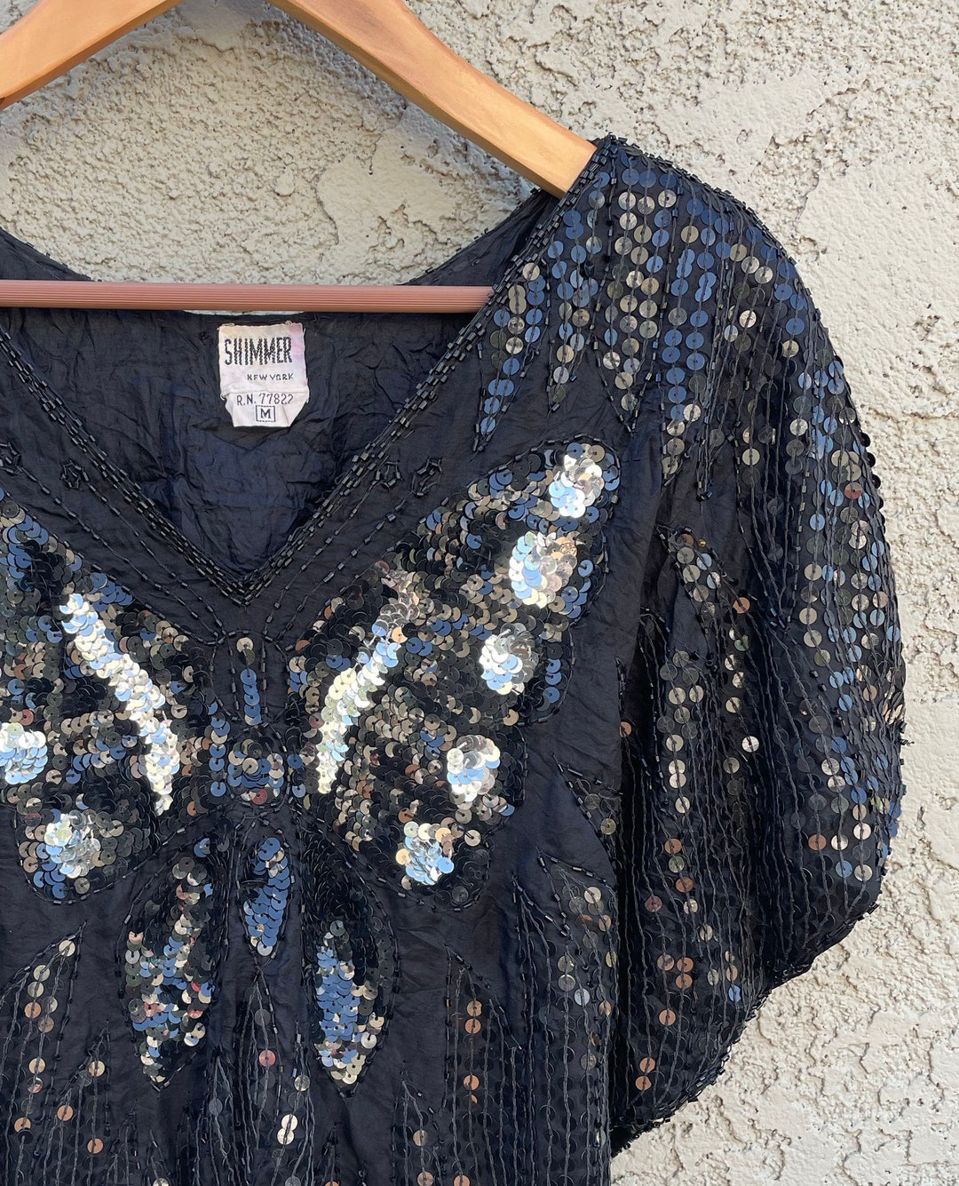 Vintage Shimmer New York Sequin and Beaded Butterfly Blouse - Etsy