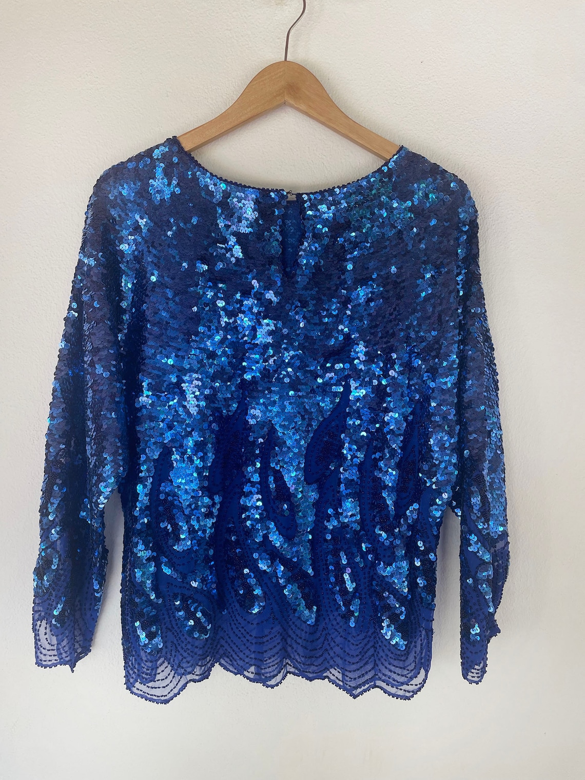 Blue Sequin Blouse - Etsy