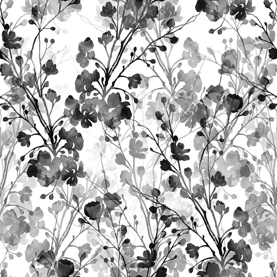 Black and White Floral // Watercolor Floral // Removable Wallpaper - Etsy