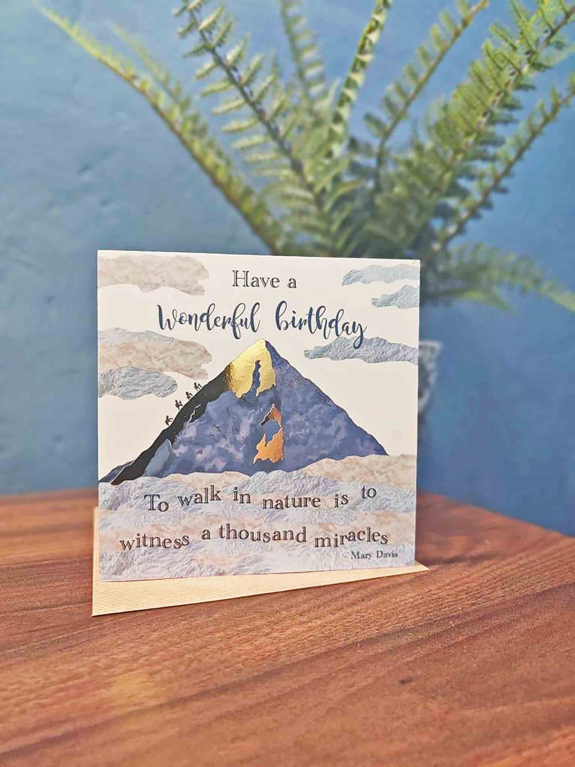 Gold Foil Hiking Mountains Birthday Card Mountaineering - Etsy