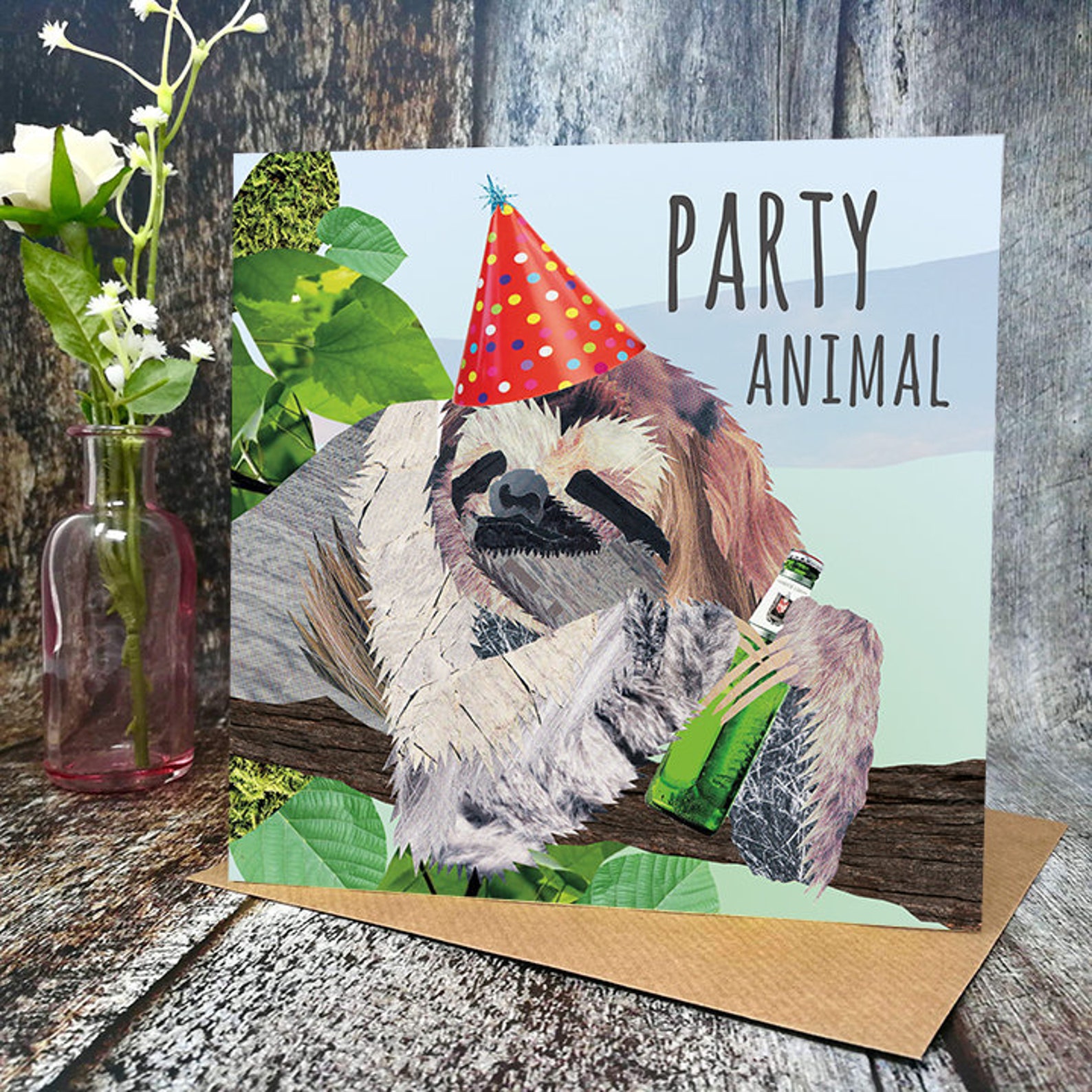 Party Animal Sloth Card Birthday Card Funny Birthday Card - Etsy UK