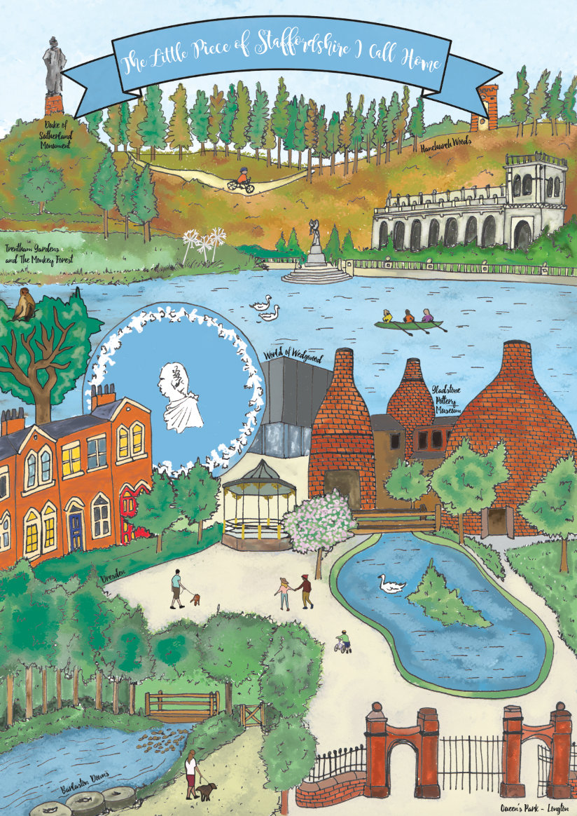 Stone Staffordshire Map Print Canal Town Art Granvilles | Etsy