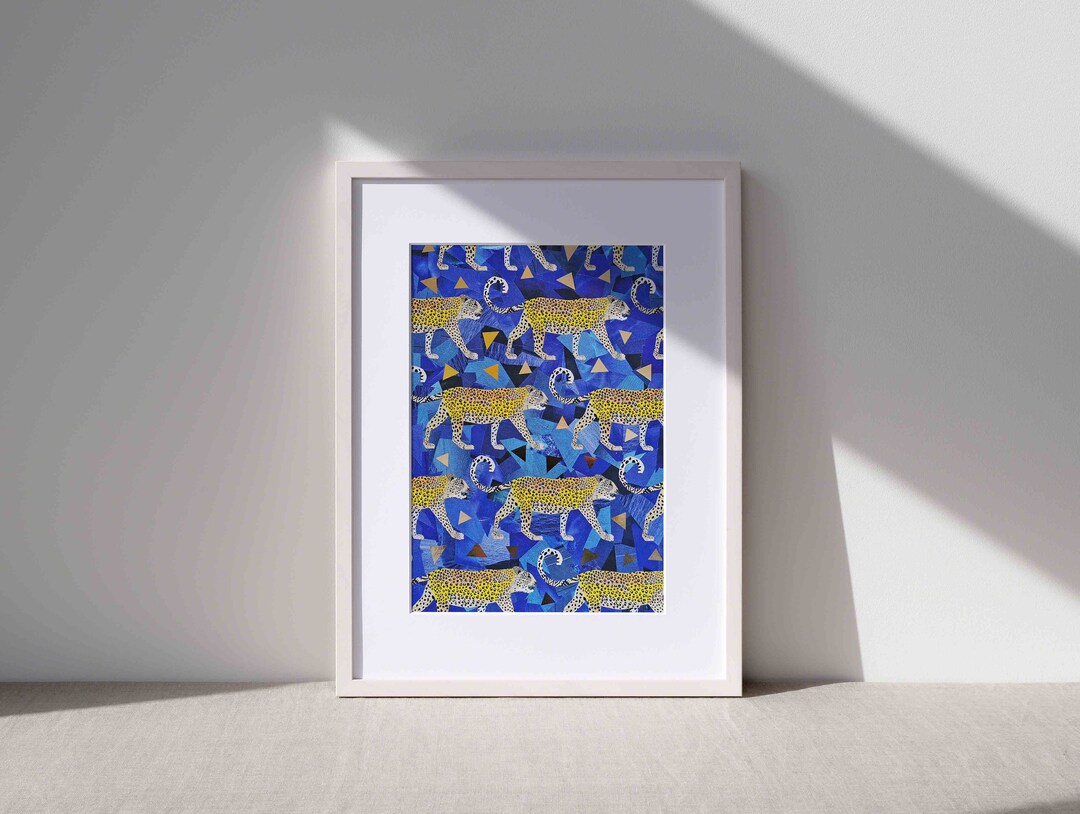 GOLD FOIL Leopard Pattern Print, Navy and Gold Art, Navy and Gold ...