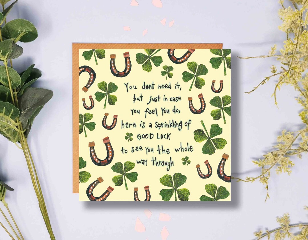 Good Luck Poem Card, 4 Leaf Clover, Horseshoe, Good Luck Charms, New ...