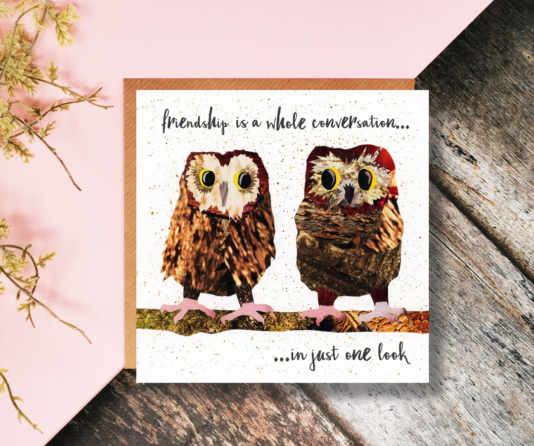 Friendship Card, Owls, Best Friend, Bird Art, Birthday Card, Quirky - Etsy
