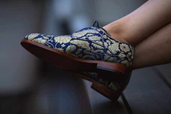 Blue Brocade Brogue - Etsy