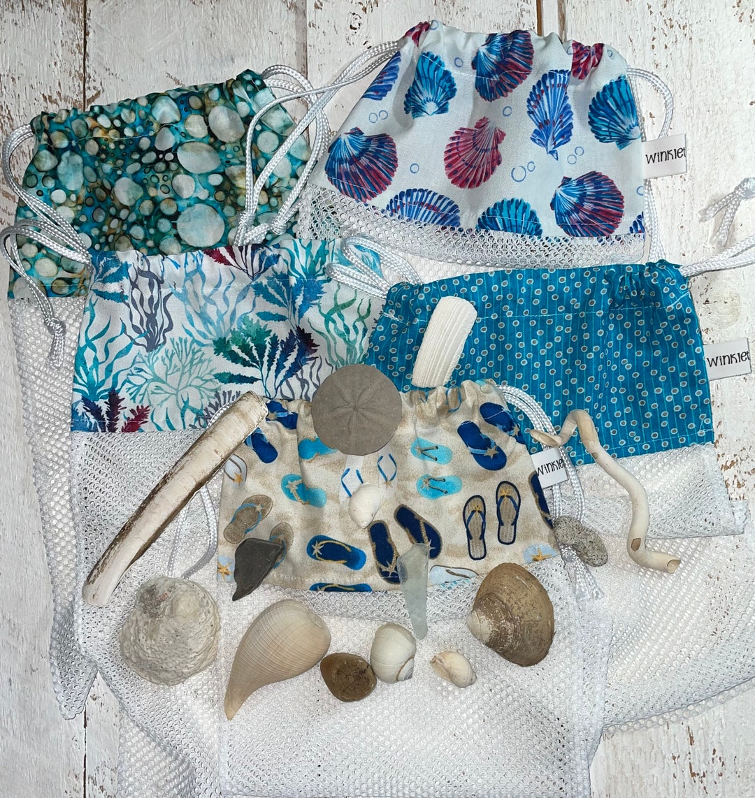 Sea Shell Collecting Bag, Drawstring Sea Shell Bag, Beach Tote for Sea ...