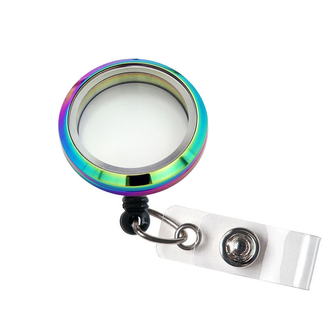 Empty Rainbow Screw Top Floating Locket Holders Charm Locket Badge ...