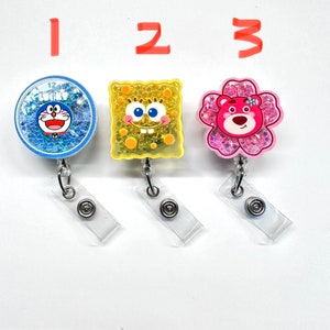 SALE !!!!! 1 Pc Cute Floating Glitter Cartoon Character Retractable ID ...