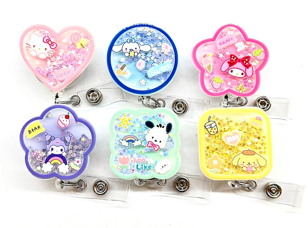 SALE !!!!! 1 Pc Cute Floating Glitter Cartoon Character Retractable ID ...