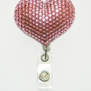 Full Bling Pink Heart Rhinestones Retractable ID Badge Reel - Etsy