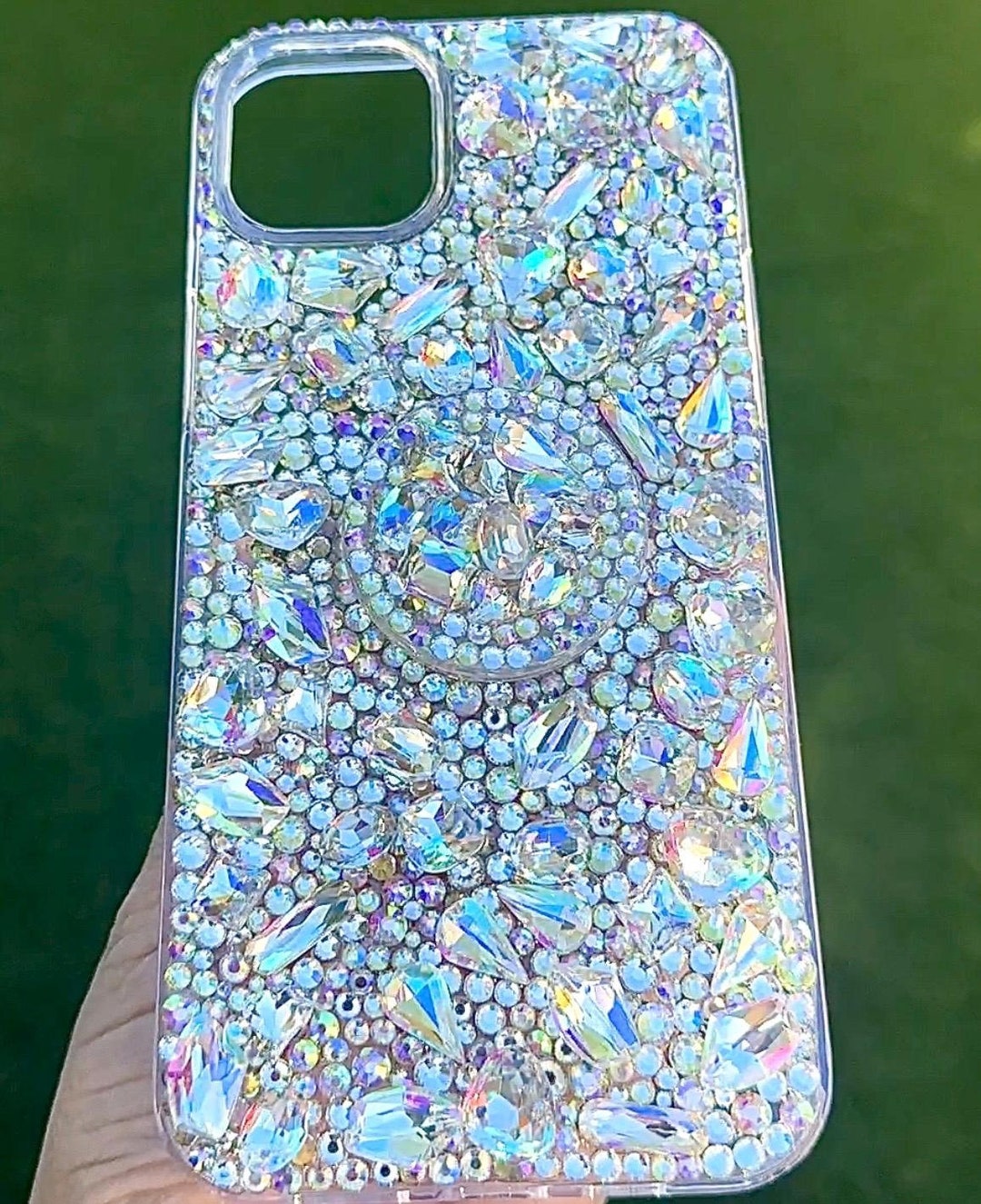 Handmade Blinged Out AB Clear Gems and Glass Rhinestones Cell Phone ...