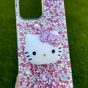 Handmade Blinged Out Kitty Cat With Glads Rhinestones Cell Phone Case ...