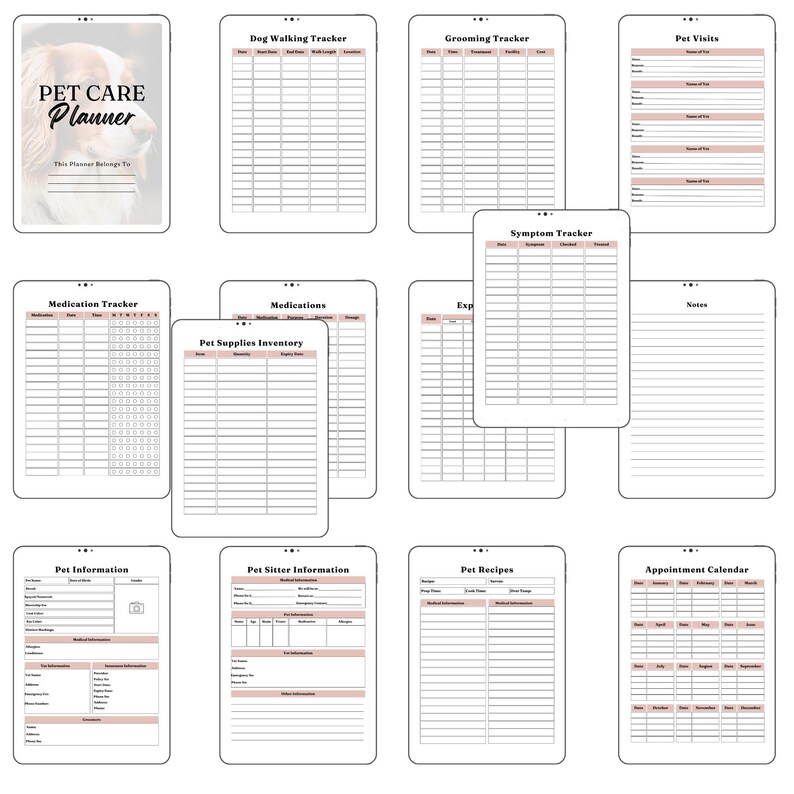 Pet Care Planner | Printable PDF | Pet Health Tracker, Vaccination ...
