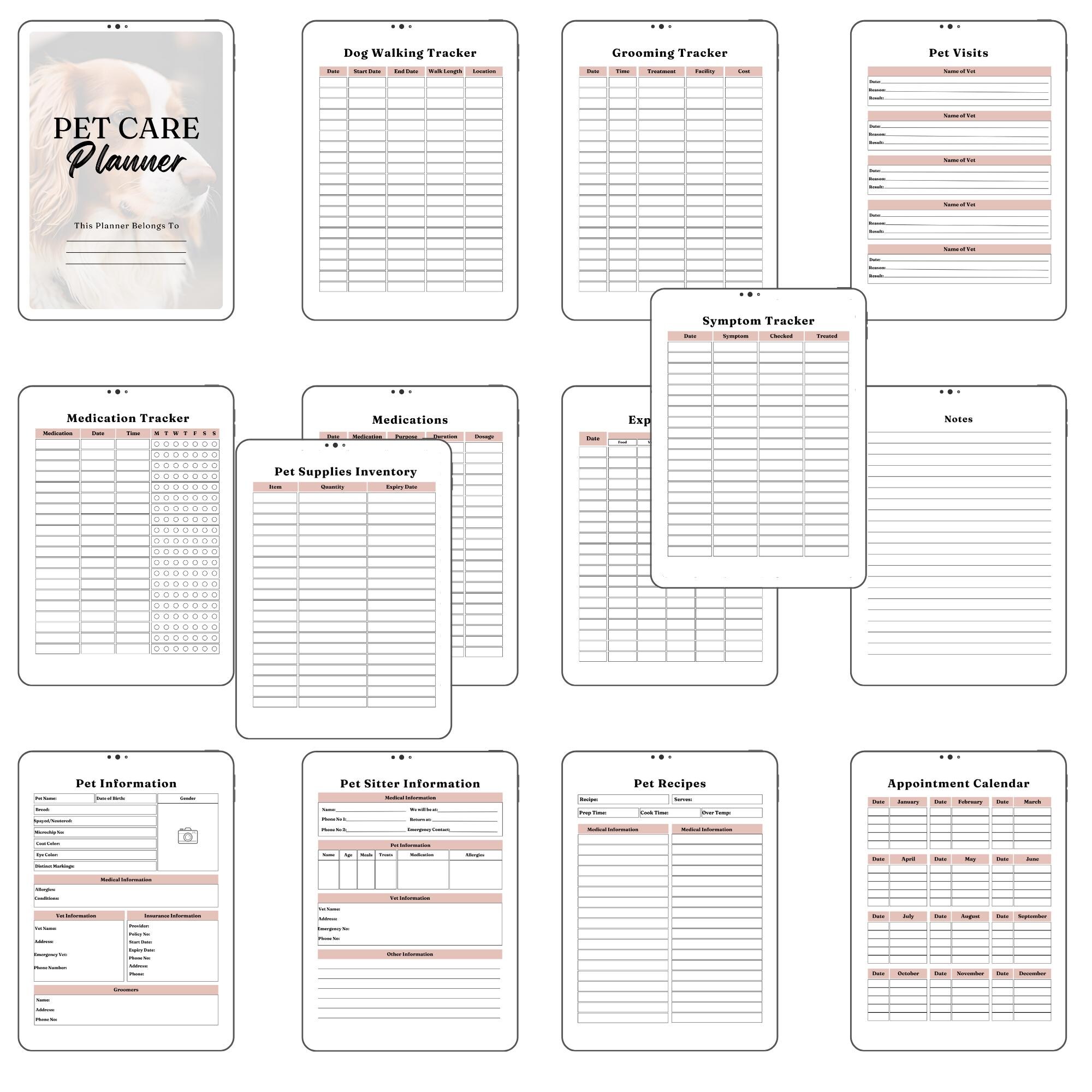 Pet Care Planner | Printable PDF | Pet Health Tracker, Vaccination ...