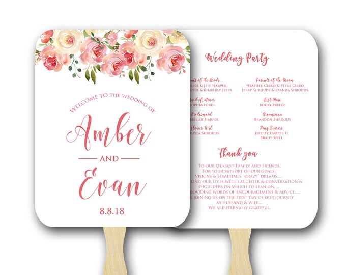 Wedding Program Fans, Petal Fan Programs, Fan Programs DIY Petal Fan ...