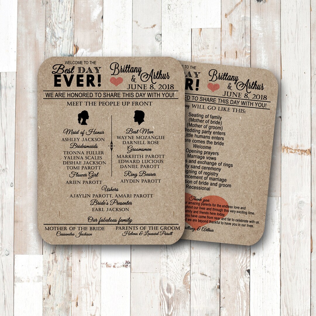 Rustic Wedding Program, Best Day Ever Wedding Programs, Kraft Wedding ...