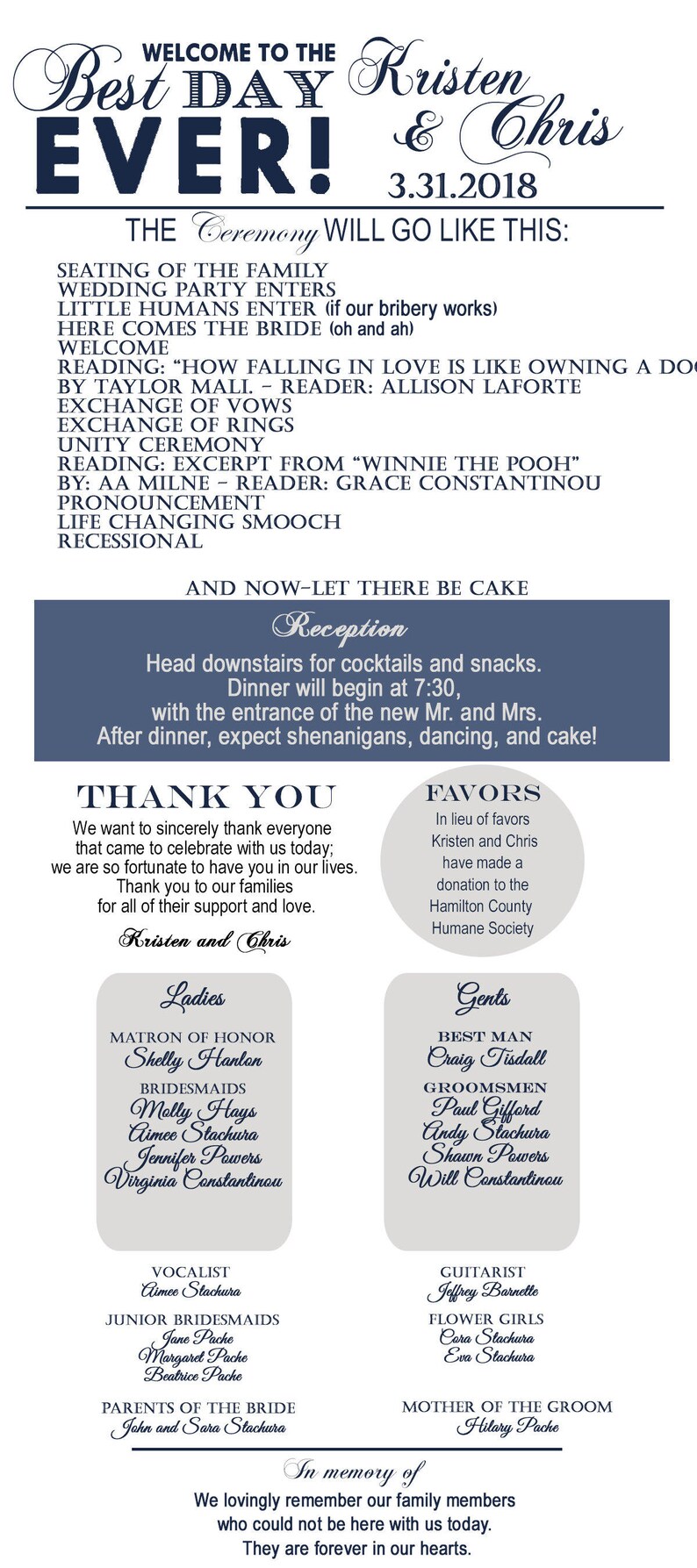 Custom Personalized Best Day Ever Wedding Program Wedding | Etsy