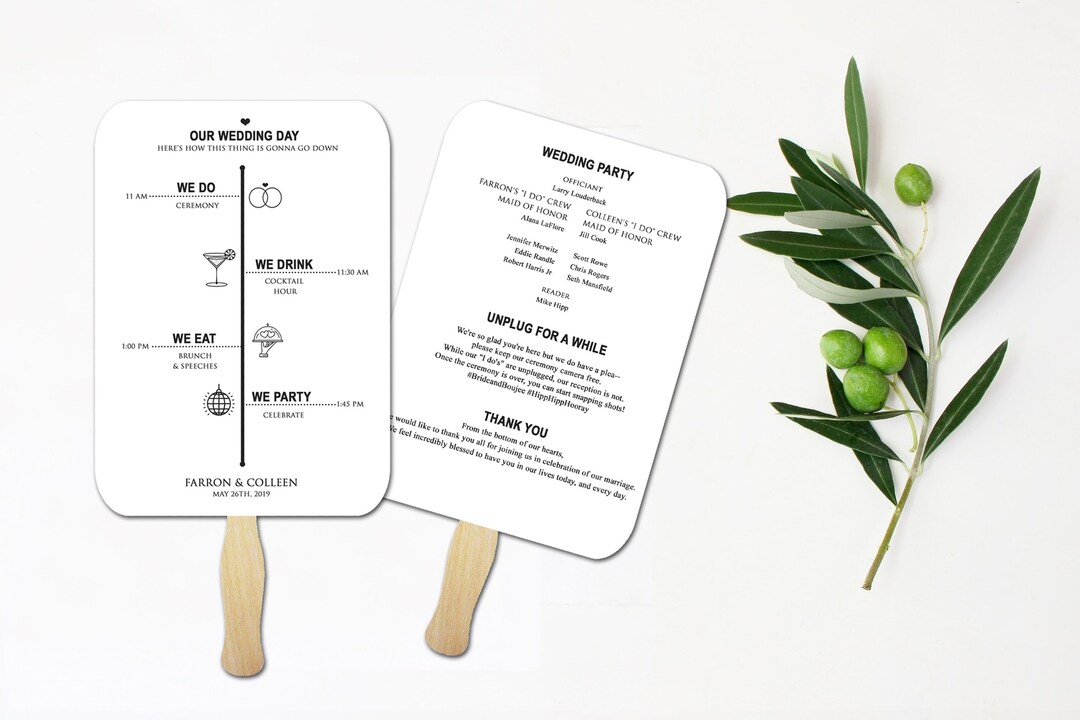 Infographic Wedding Program, Wedding Fan, Wedding Fan Program, Rustic ...