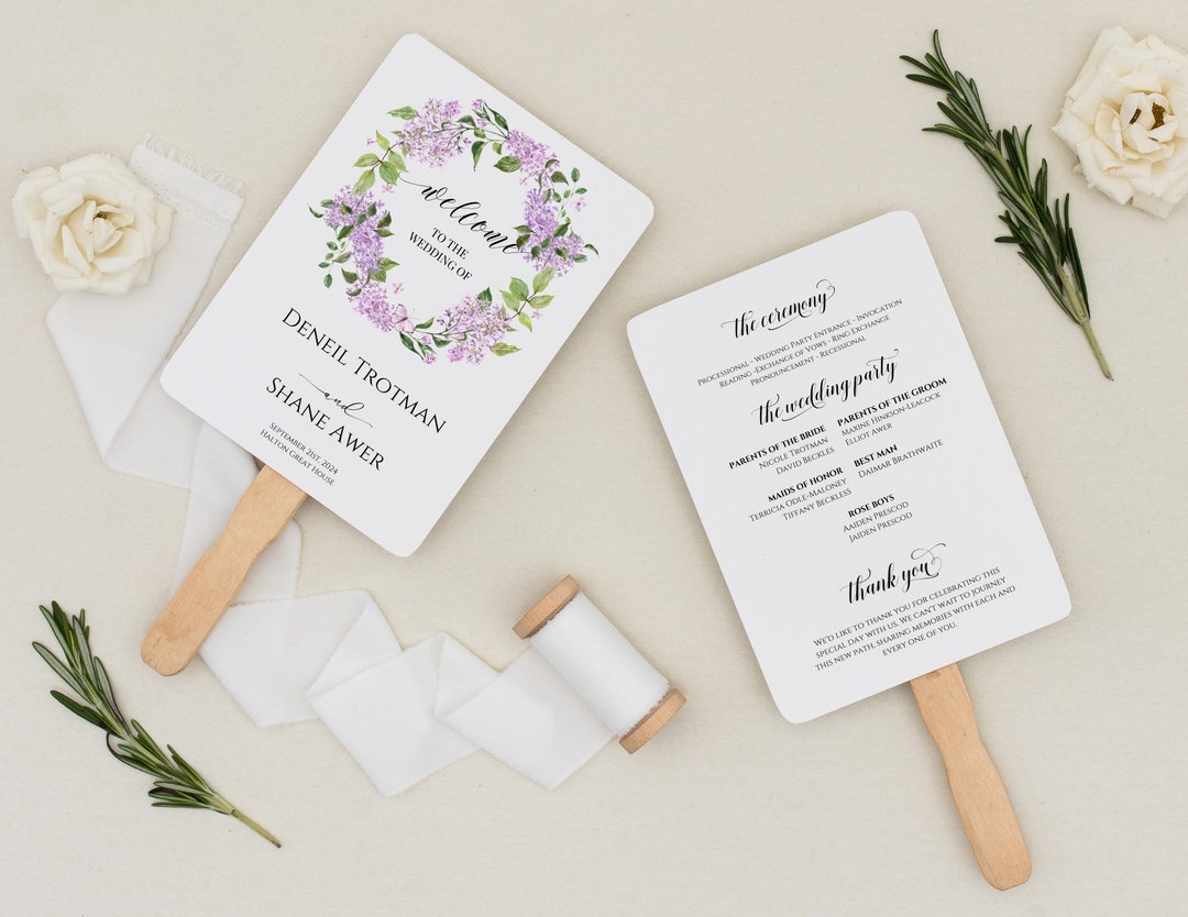 Wedding Fan Program Template, Canva Template, Program Fans for Wedding ...