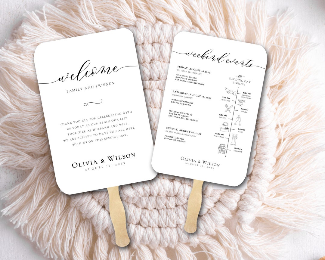 Wedding Fan Timeline, Wedding Fan Program, Hand Fan Favors, Ceremony ...