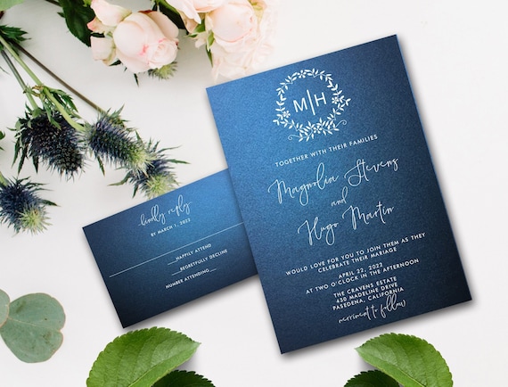 Wedding Invitation Luxury Metallic Cardstock White Print. - Etsy