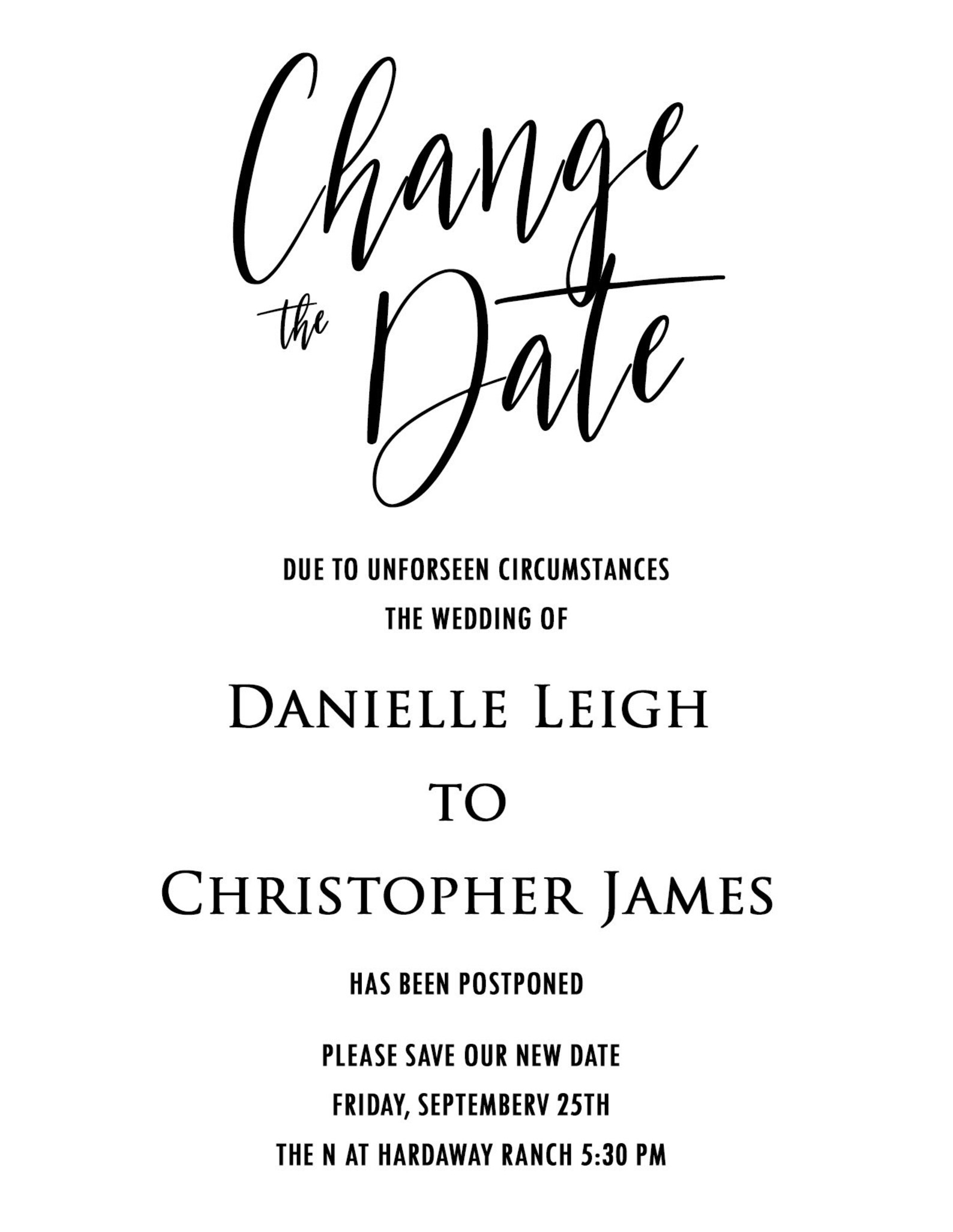 Change the Date Card Change the Date Card Change Our Date - Etsy