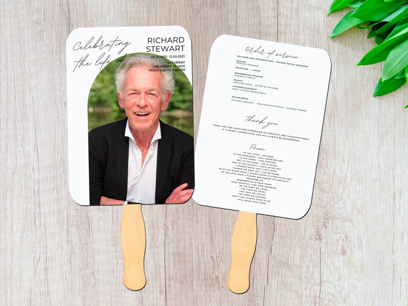 Funeral Program Fan Memorial Program Editable Memorial - Etsy