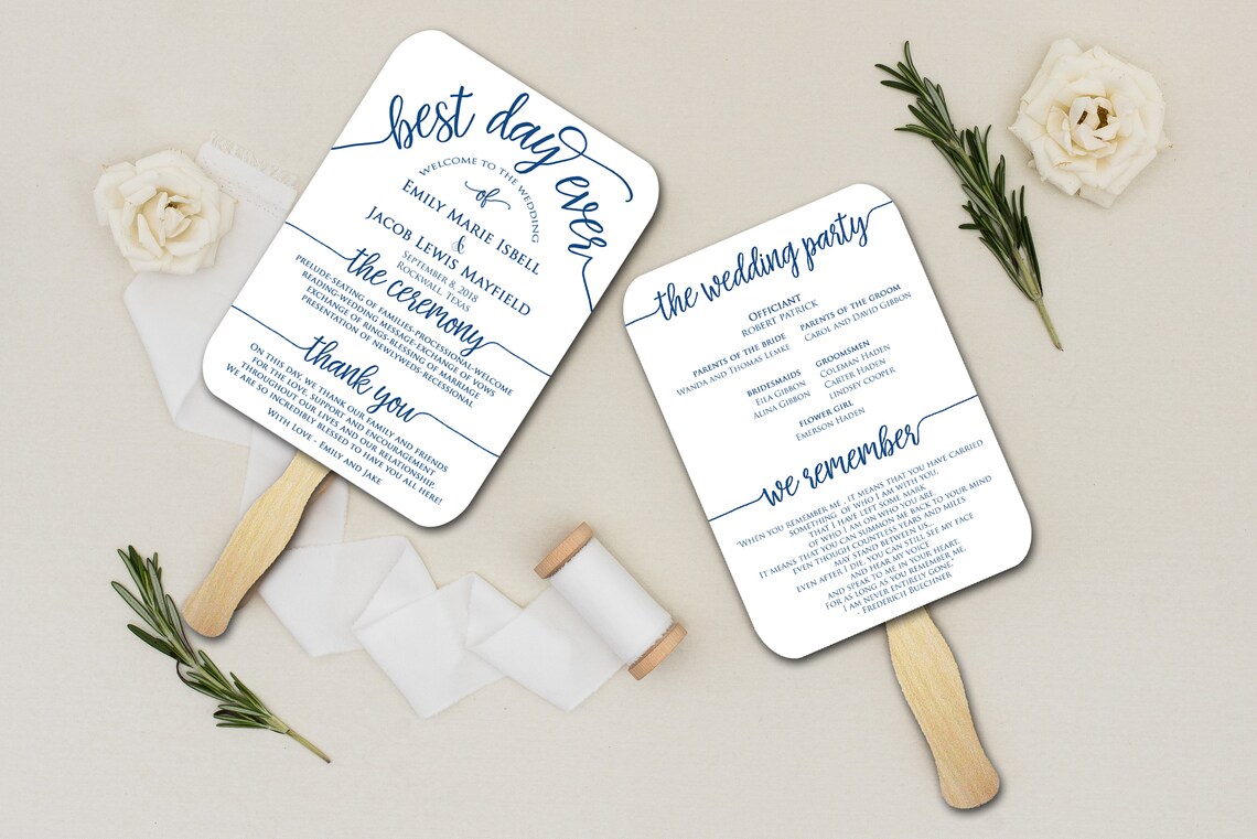 Wedding Fans Wedding Program Fan Assembled Wedding Programs - Etsy
