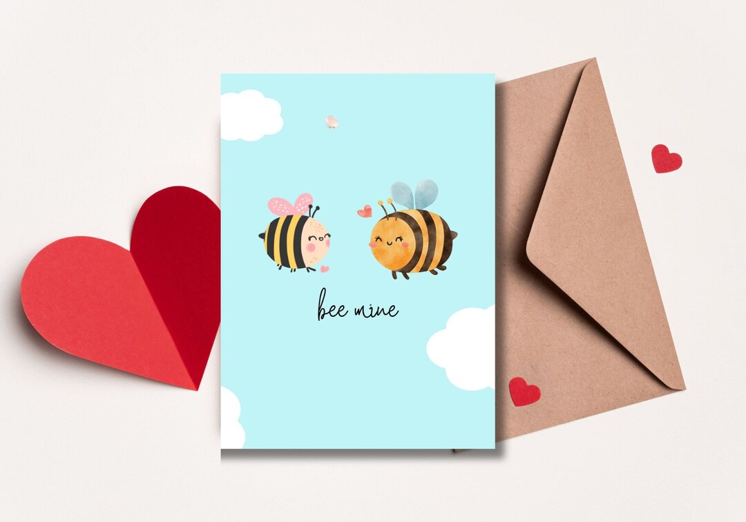 Bee Mine Valentine's Day Card, Bumblebee Valentine, for Him, for Her ...