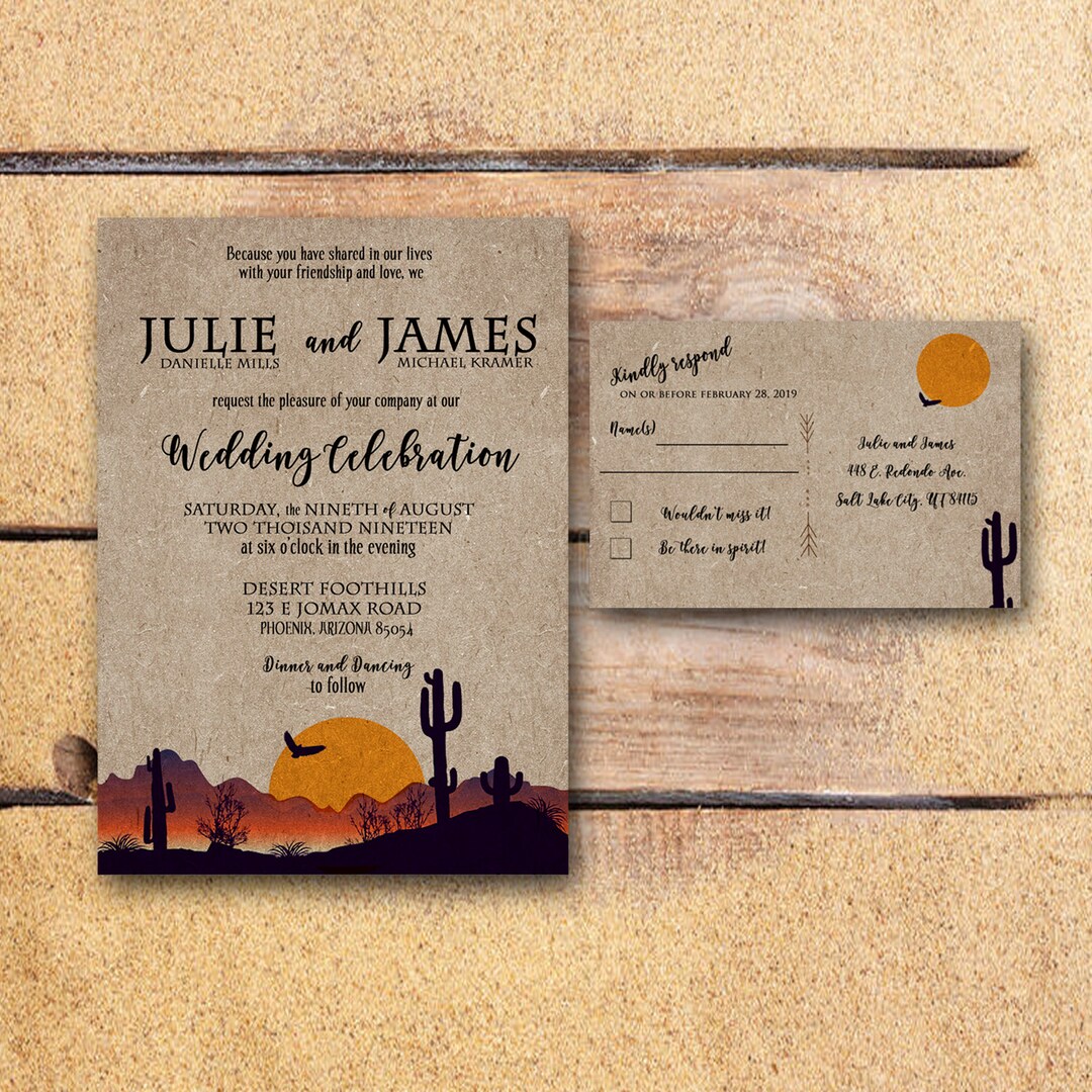 Custom Desert Wedding Invitation PRINTED Rustic Wedding - Etsy