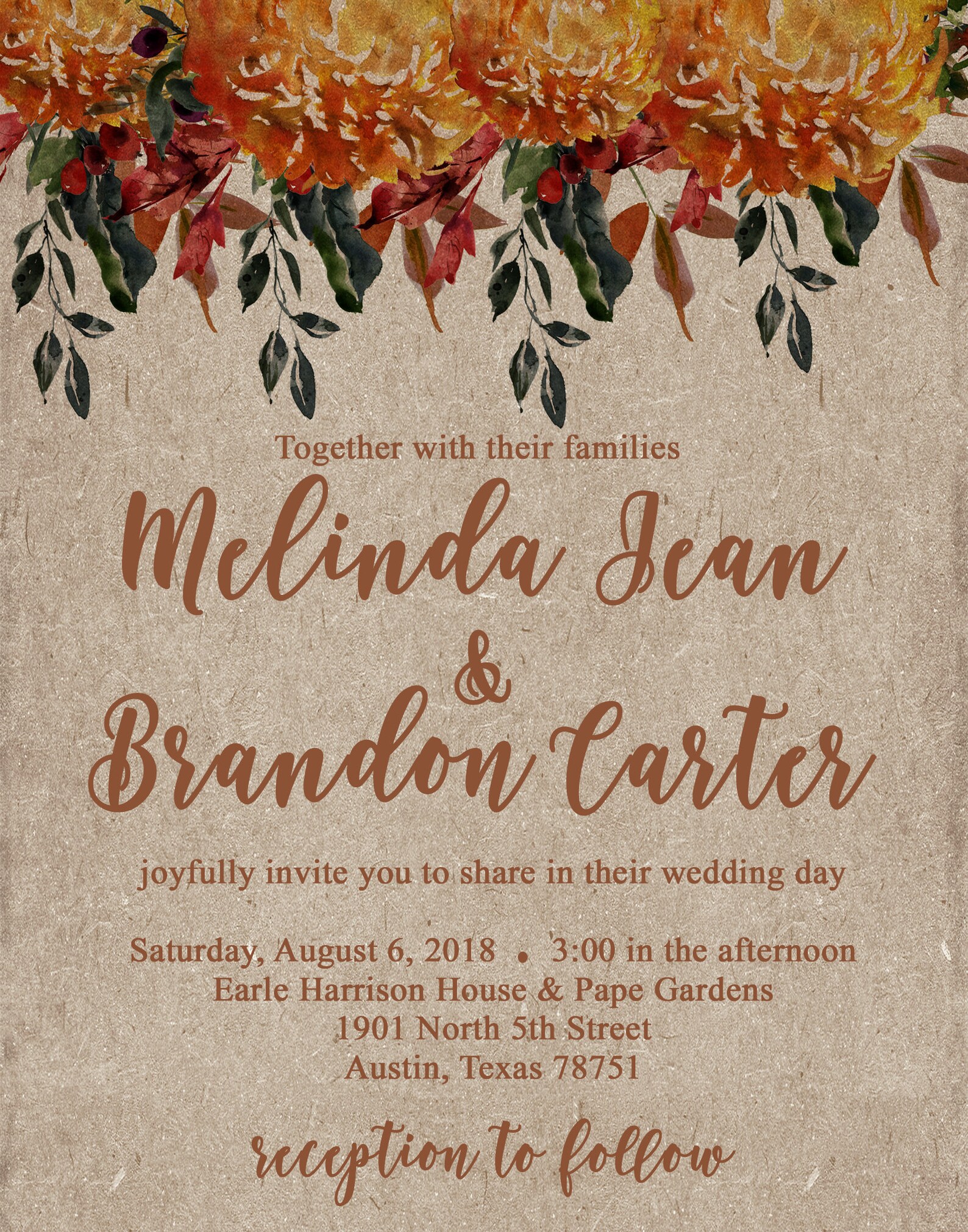 Rustic Fall Wedding Invitation Wedding Invites Kraft Wedding | Etsy