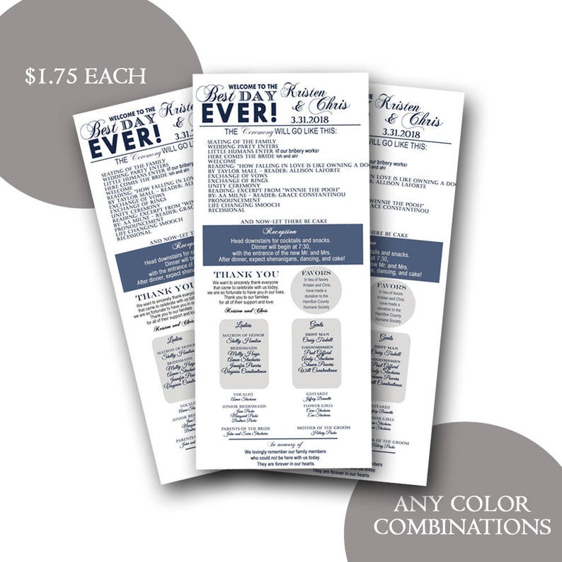 Custom Personalized Best Day Ever Wedding Program Wedding | Etsy