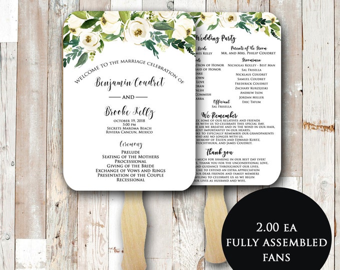 Summer Wedding Program Fans, Shabby Chic Petal Fan Programs, Outdoor Fan Programs - Shabby Chic ...